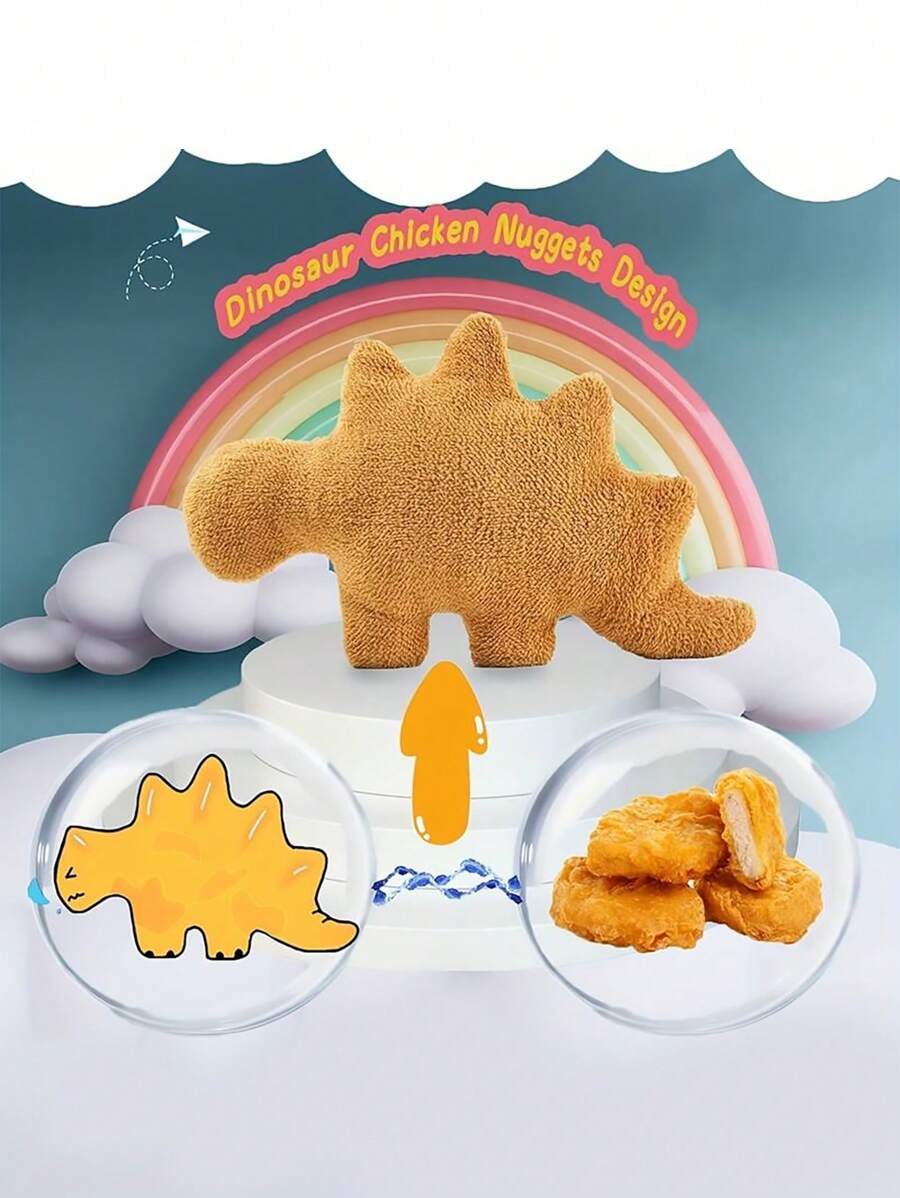 1pc Yellow Chicken Nugget Shaped Dinosaur Plush Toy, Triangular Dragon ...