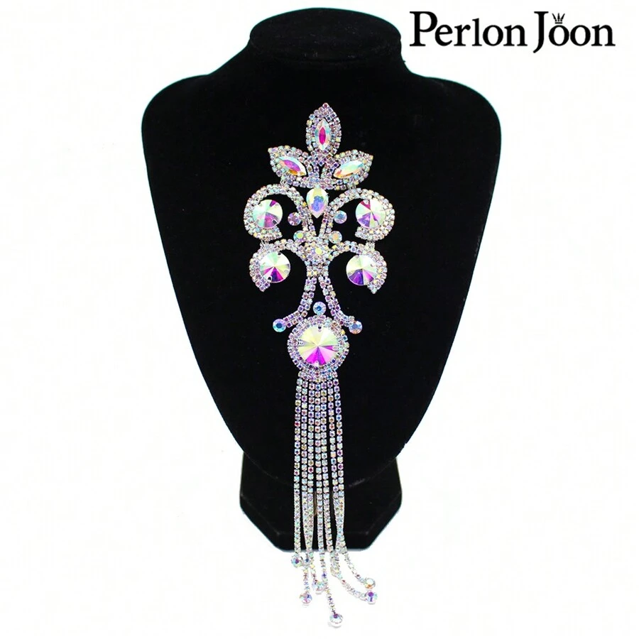 Perlon Joon 1 peça Granada AB Brilhante Franja Aplique Broche em Ouro ...