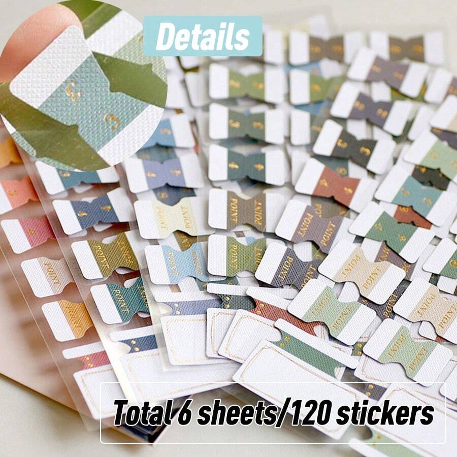 6 Sheets, 120 Stickers, Vintage Index Sticker Set, Hand Ledger Paste ...
