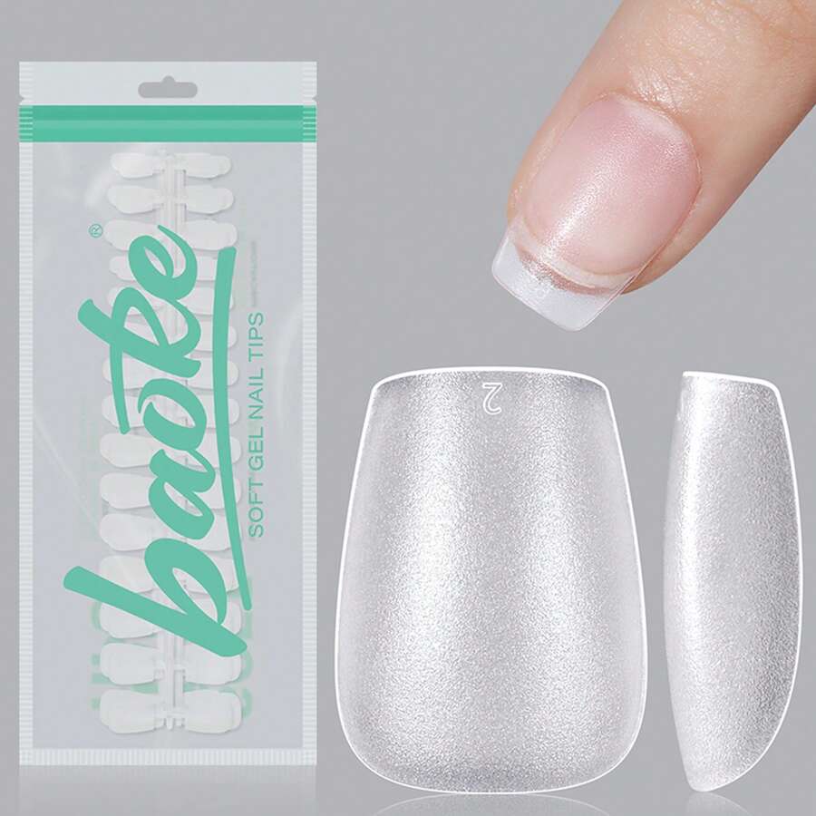 Nail Tips 240 PCS Upgraded Matte Soft Gel Full Cover Nail Tips No Filed ...