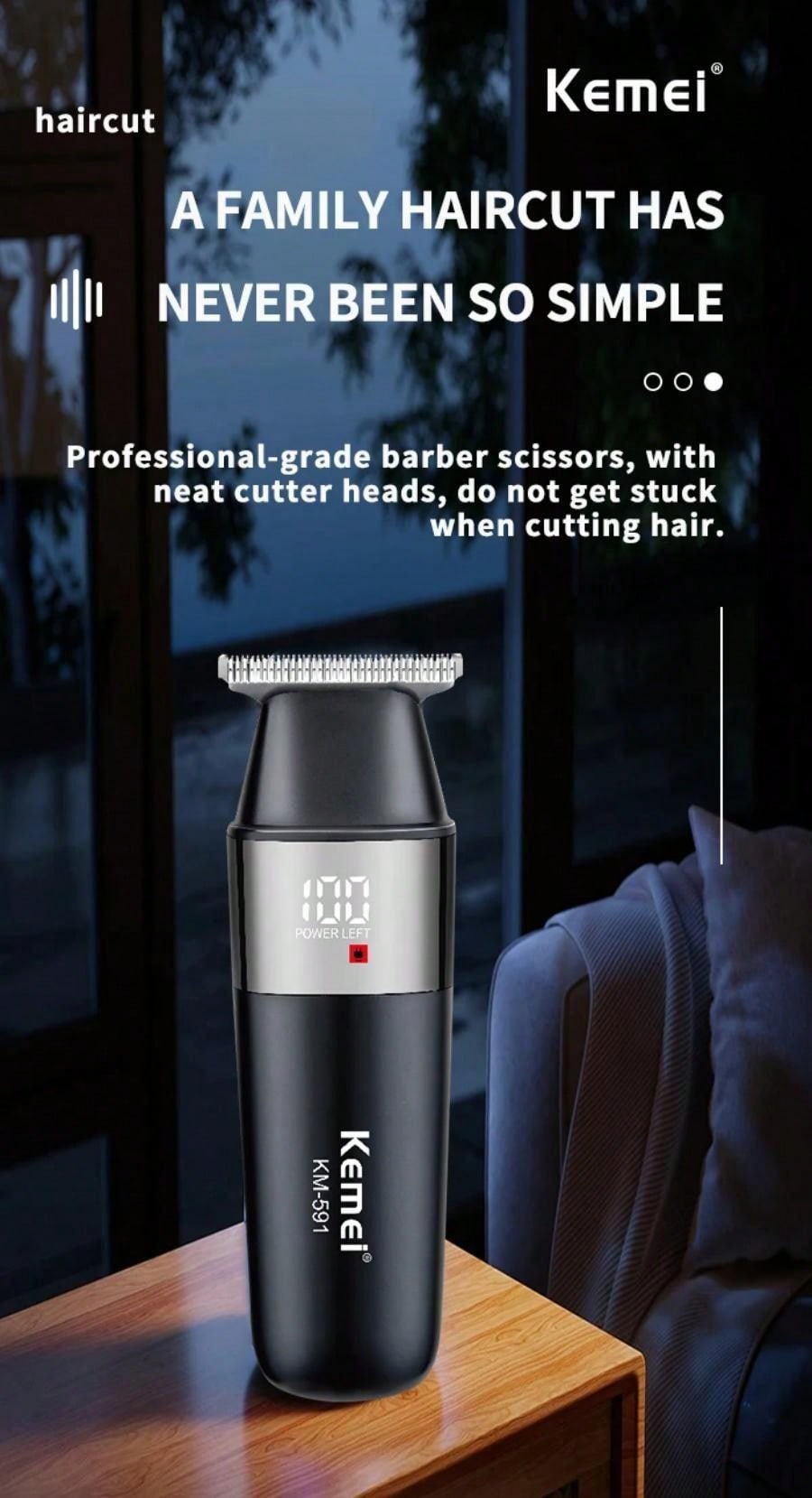 Kemei New Mini Portable Lcd Display Electric Hair Clipper Trimmer ...