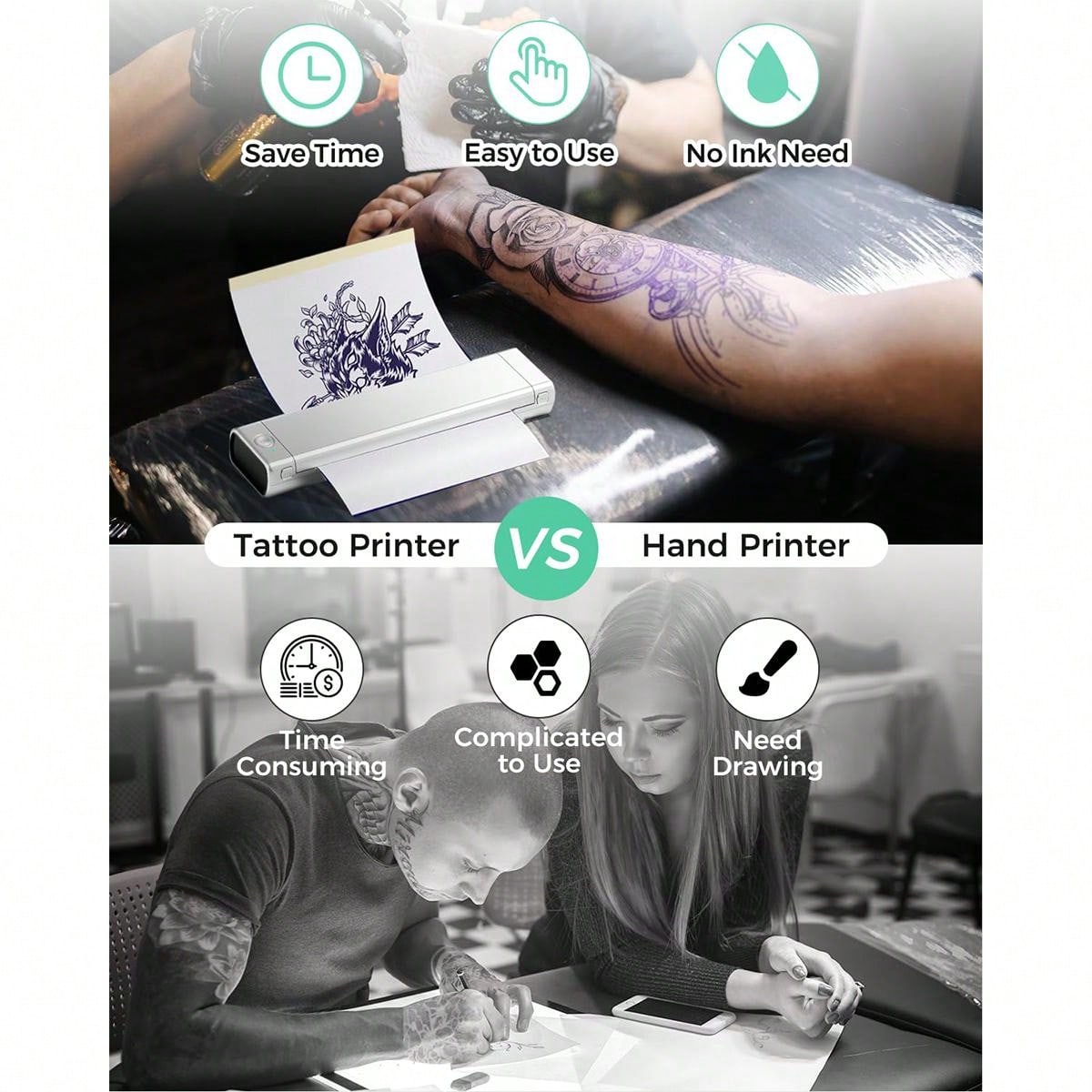 M08F Bluetooth Tattoo Stencil Printer, Tattoo Template Printer For ...