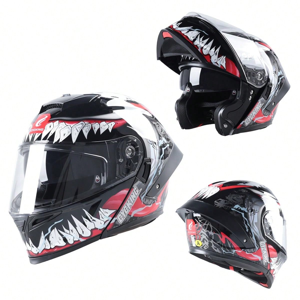 1pc Black Motorcycle Helmet, Retro Full-Face Helmet, Modular Helmet For ...