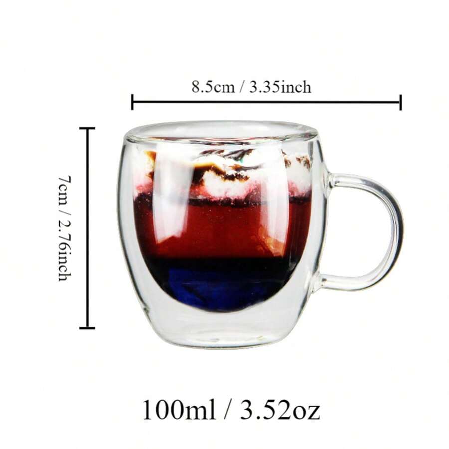 6pcs 100ml Double Layer Coffee Cup With Handle For Espresso Lovers ...