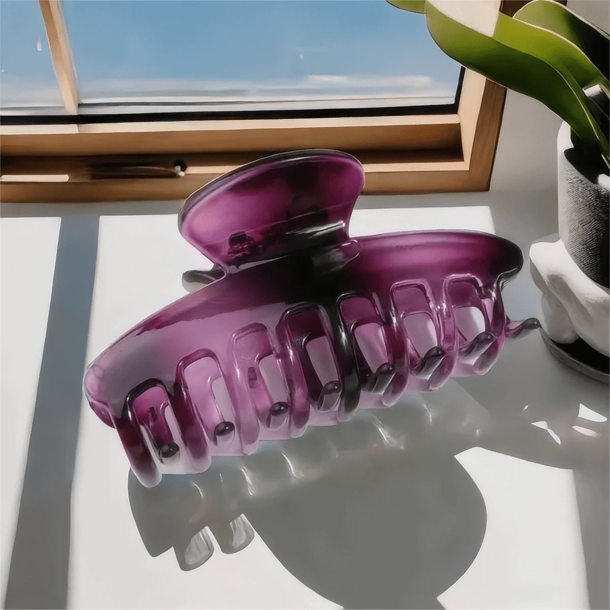 Korean Style Colorful Gradient Outer Teeth Hair Clamp, Transparent ...