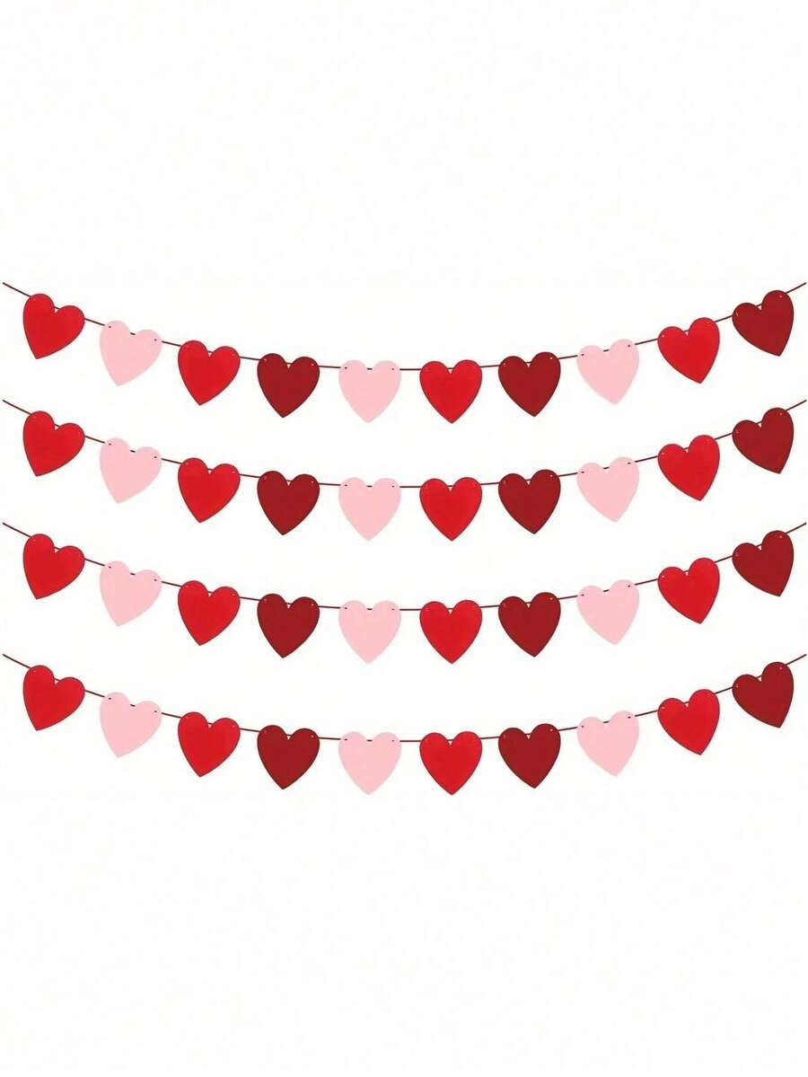 1pc Valentines Day Felt Heart Banner Theme Party Decoration Heart