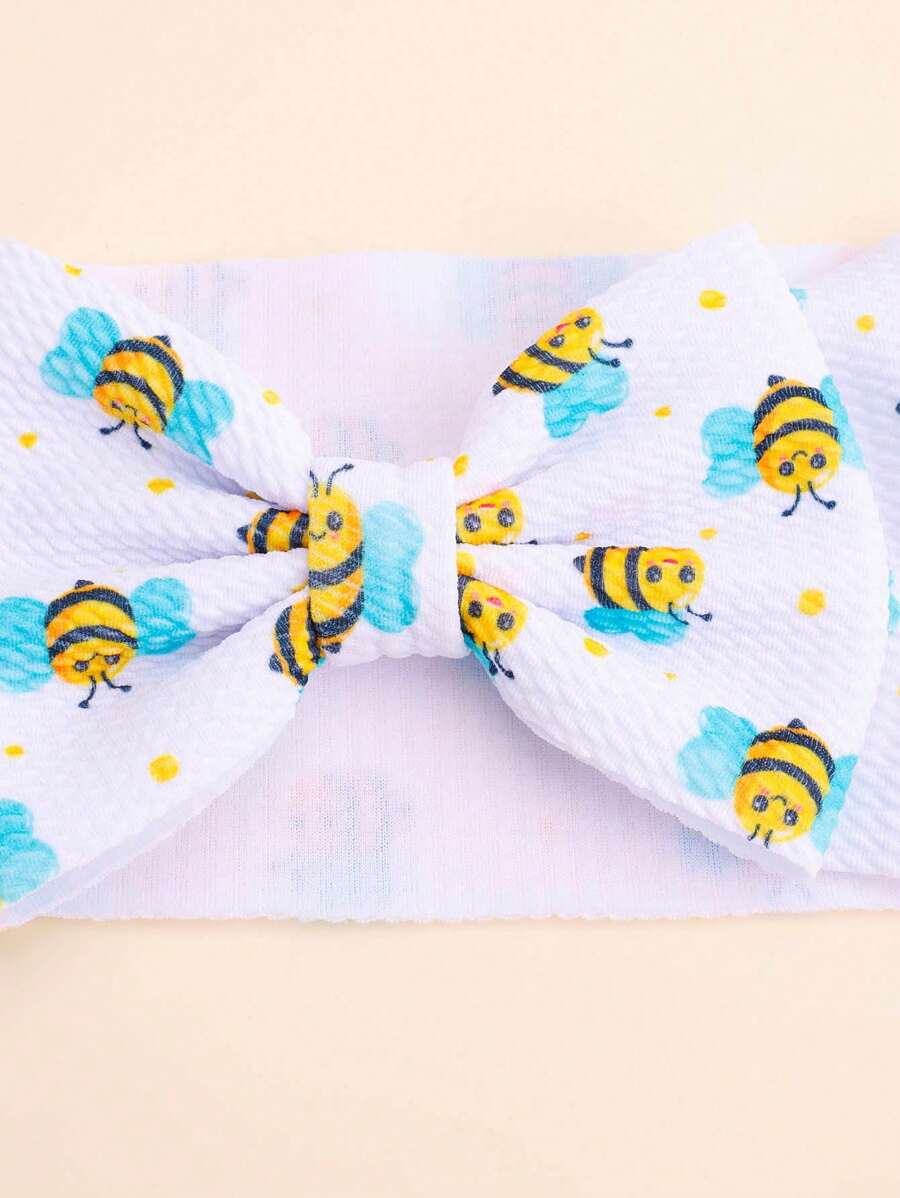 3pcs Adorable Bees Pattern Headband For Toddlers,Solid Color Bow ...
