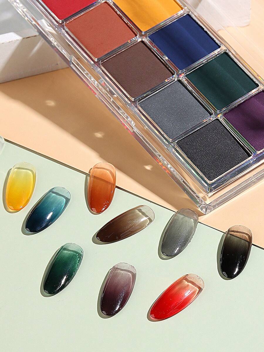 10 Colors Neon Nail Pigment Set Gradient Ombre Nail Powder Solid Rub ...