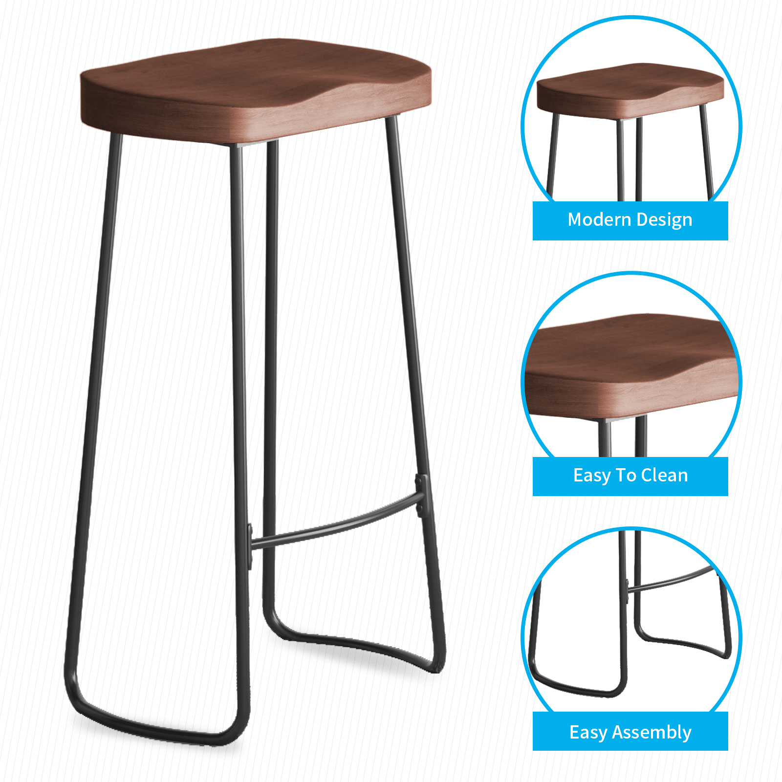 Mjkone Bar Stools, 30 Inch Counter Height Bar Stools Set Of 2, Solid ...