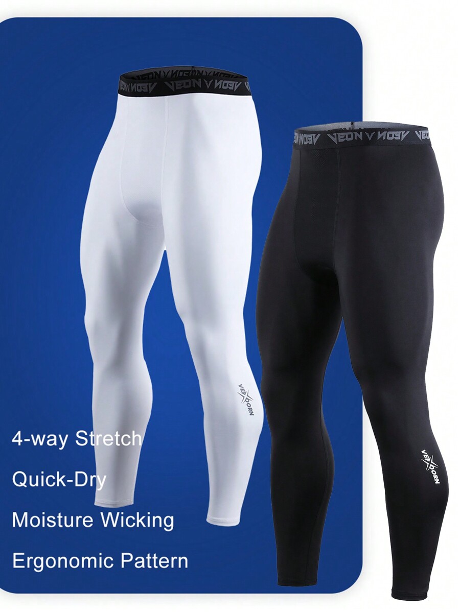 veidoorn Men's High Elastic Fitness Compression Pants Basketball Base ...