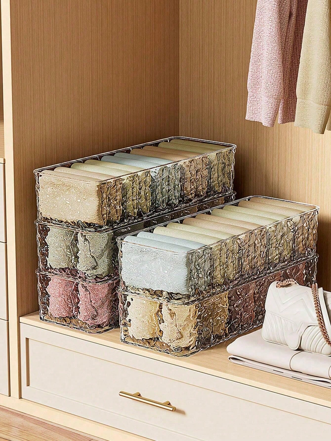 1pc Multifunctional Socks & Underwear Drawer Storage Box 5 Compartment ...