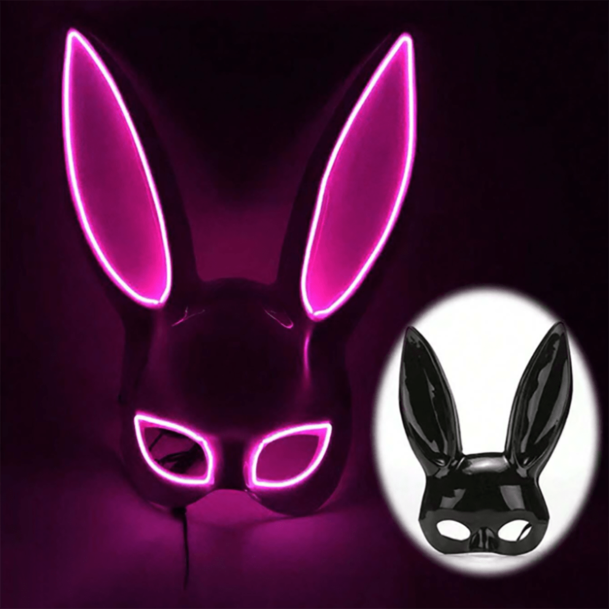 1pcs Carnival Glow Mask Bunny Masquerade Party LED Flash Props Cold ...