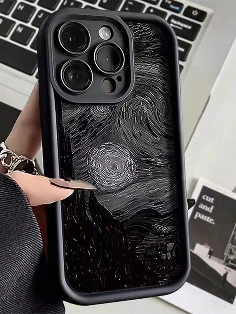 Sprayed Bamboo Starry Sky Designed Shockproof Black Phone Case ...