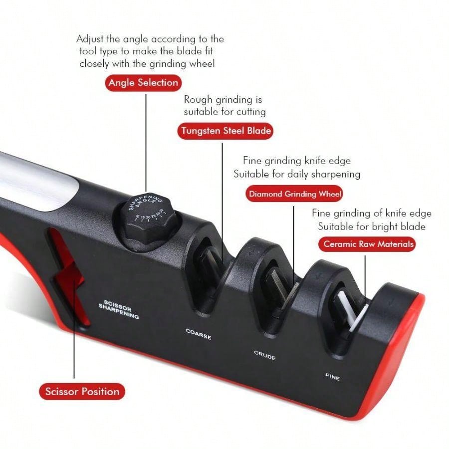 New 3-Stage Adjustable Pull-Through Knife Sharpener, Handheld With 3 ...