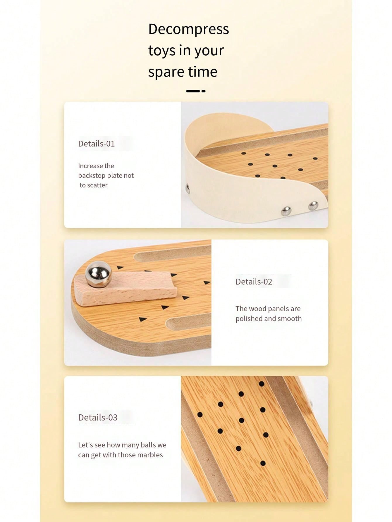 Mini Desktop Bowling Game Wooden Interactive Toy Made Of Real Wood With ...