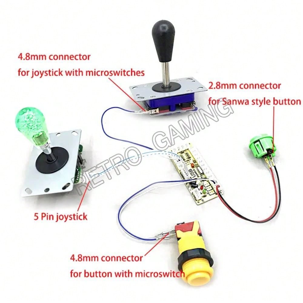 Zero Delay USB Encoder Arcade PC To Joystick Diy Kit 30MM Push Buttons Microswitch Ps2 ...