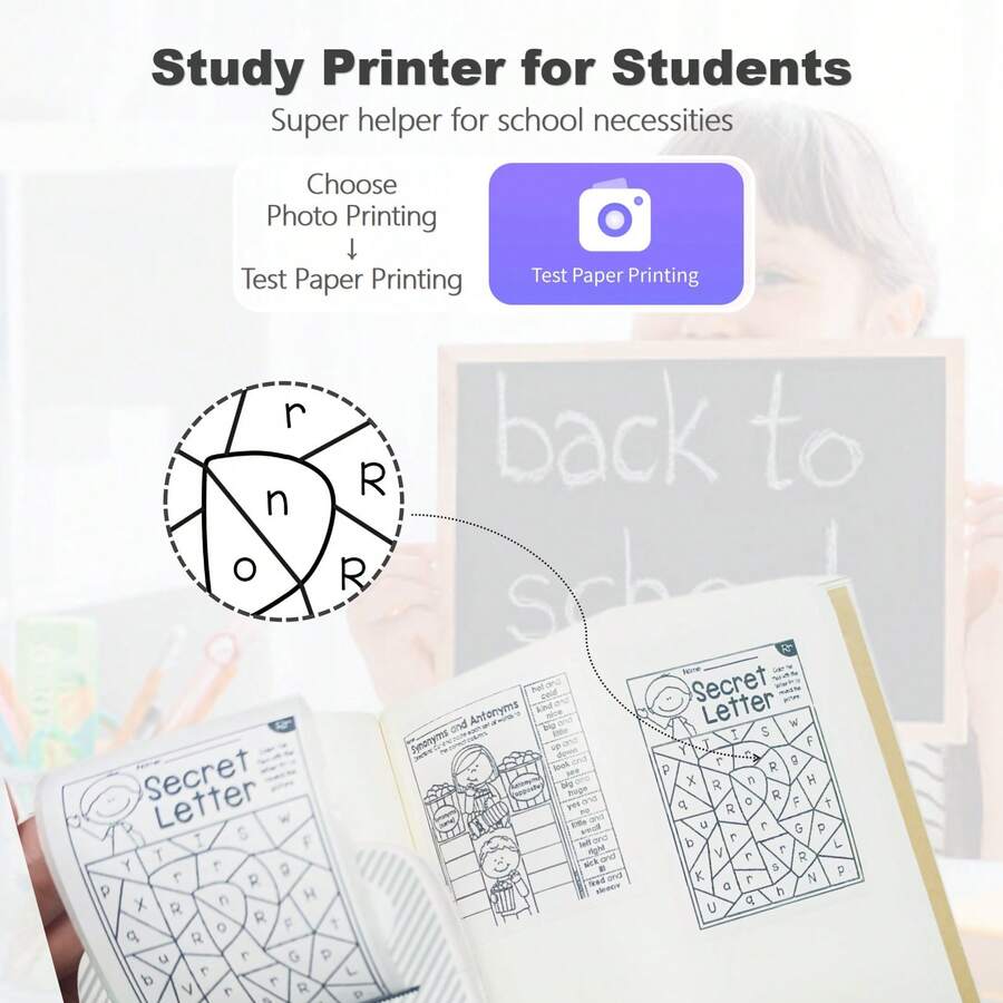 Mini Printer Pocket Inkless Portable Sticker Printer Thermal Printer ...