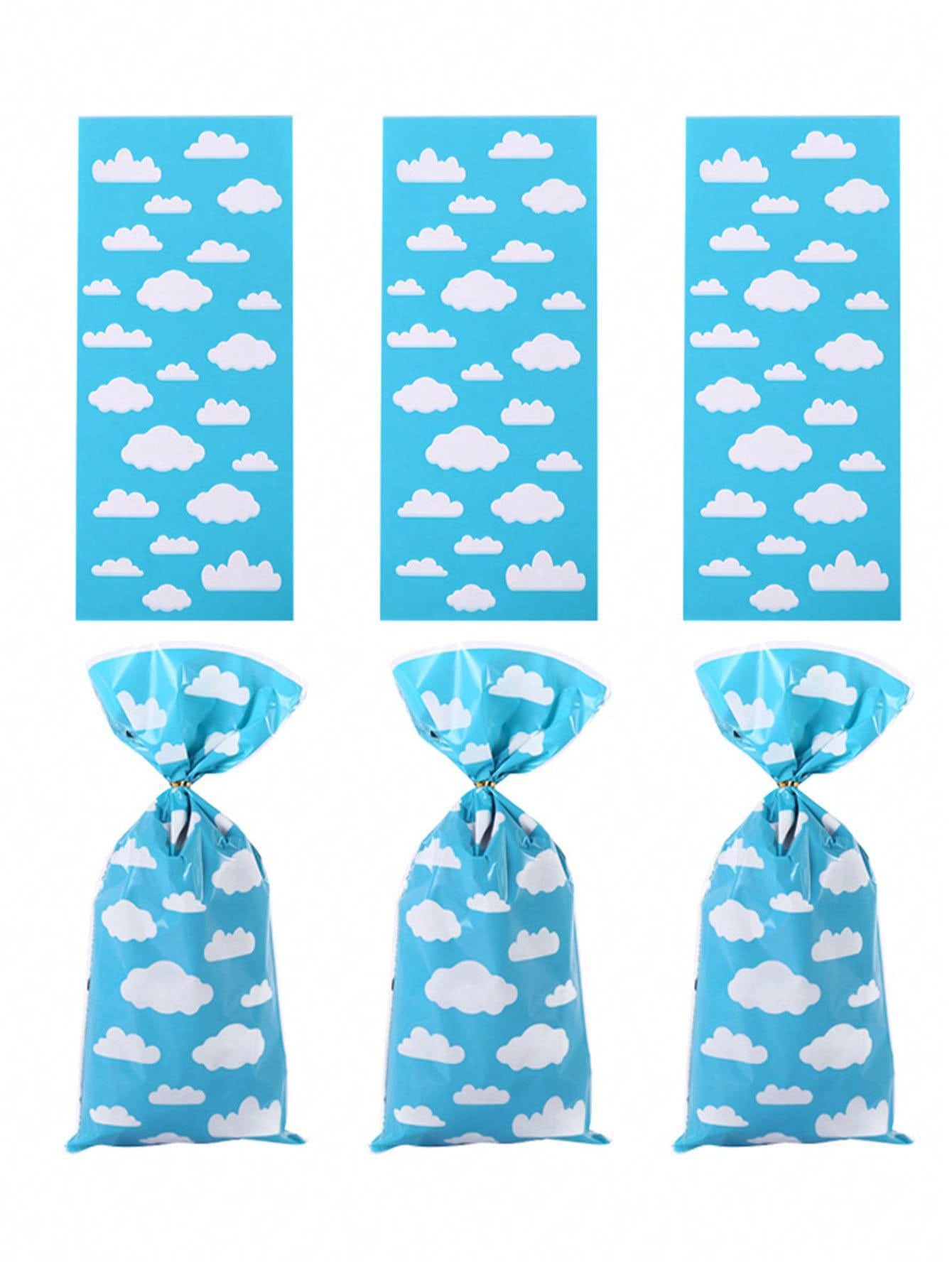 25pcs Blue Sky And White Clouds Printed Opp Flat Pouch Bags For Snacks ...