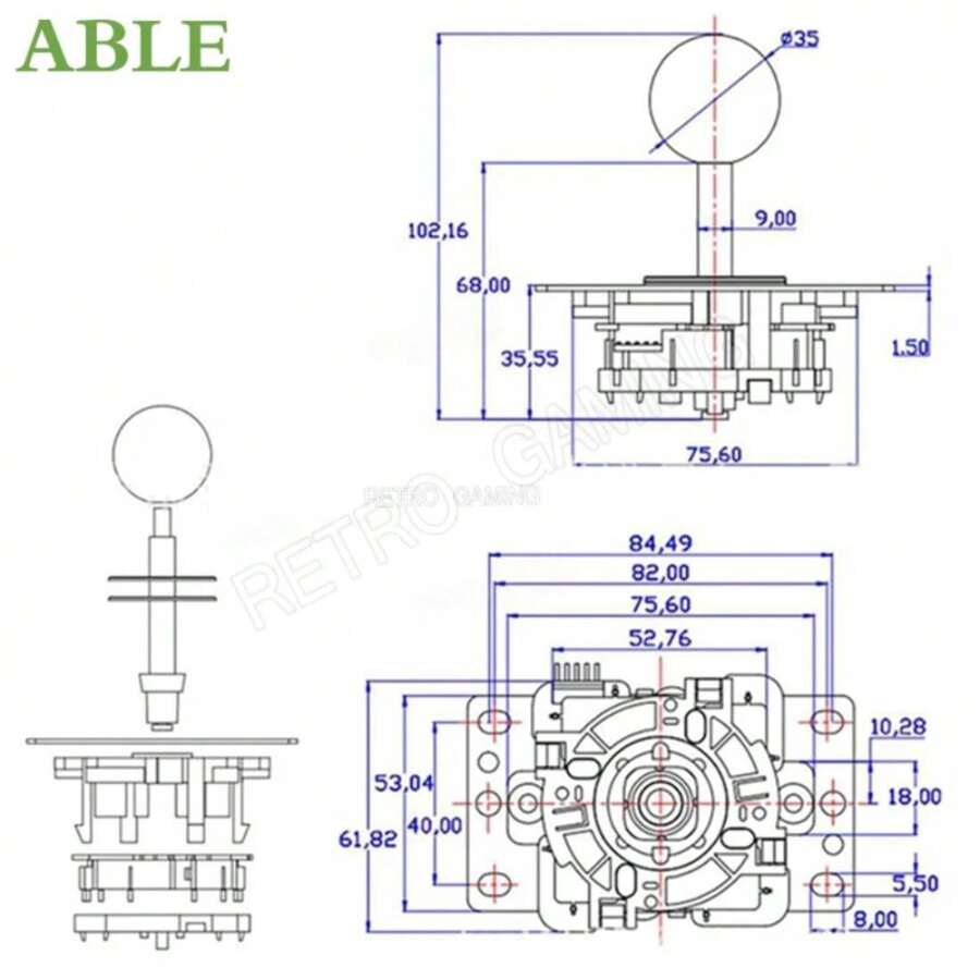 Zero Delay USB Encoder Arcade PC To Joystick Diy Kit 30MM Push Buttons ...