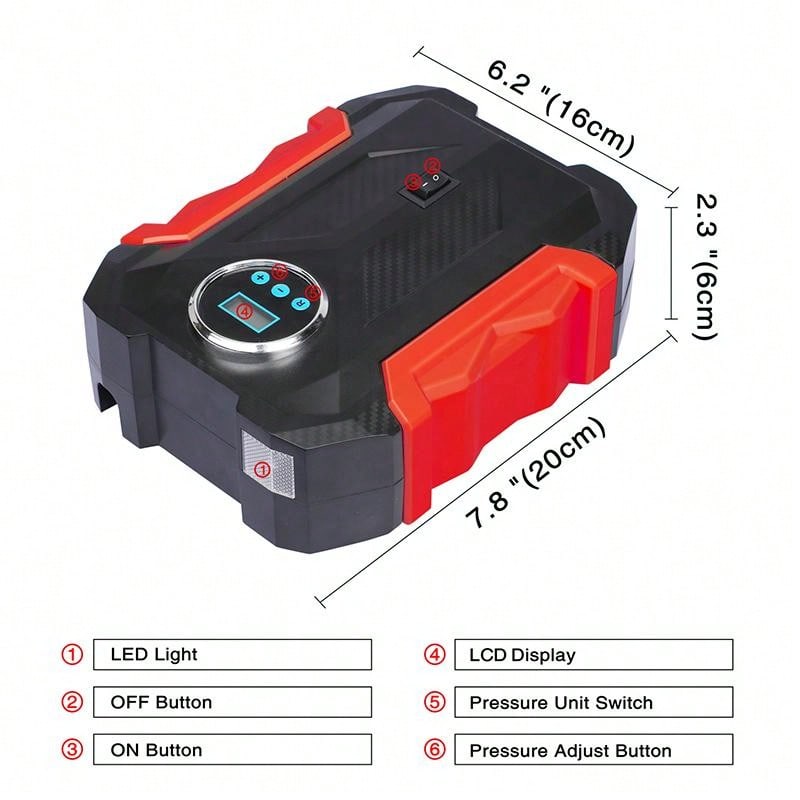 Car Tire Inflator Portable Air Pump 12V 150PSI Digital Air Compressor ...