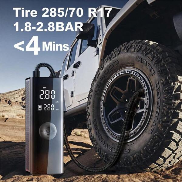 Car Air Pump Wireless High Power Electric Tyre Inflator 2600mAh*3 12V ...