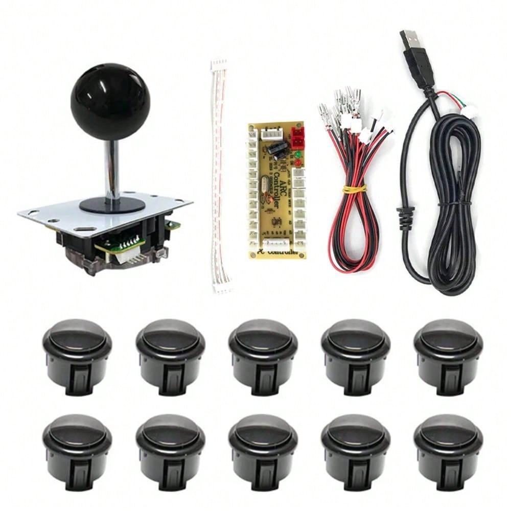 Zero Delay USB Encoder Arcade PC To Joystick Diy Kit 30MM Push Buttons ...