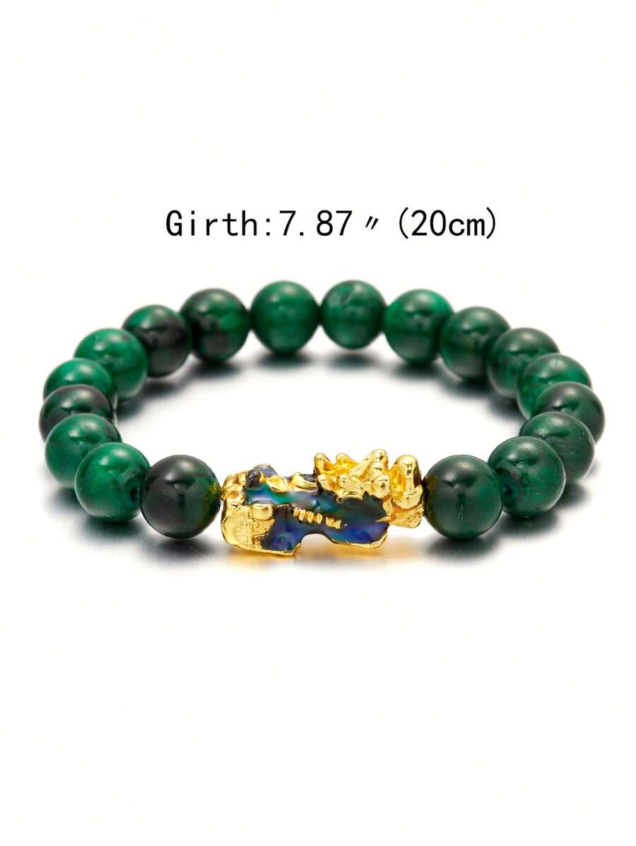 1 Pixiu Green Jade Color-Changing Pixiu Elastic Bracelet, Versatile ...