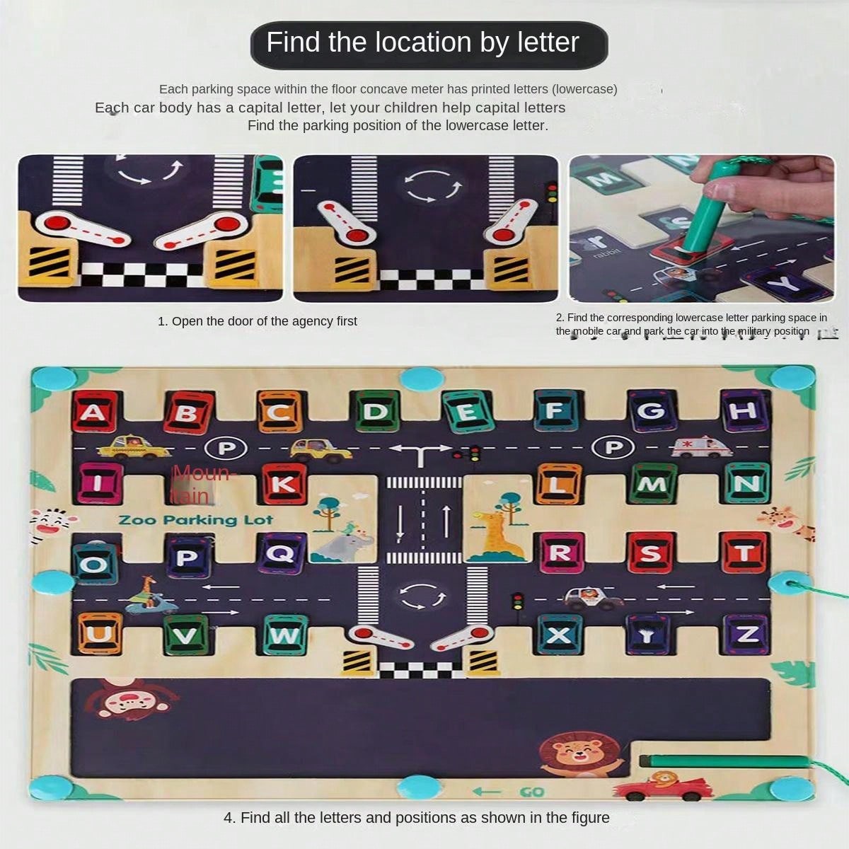 Wooden Magnetic Maze Puzzle Game Parking Lot & Color Sorting Board ...