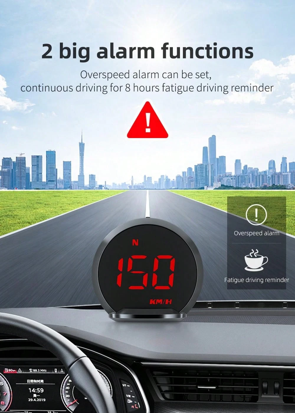 GPS Head Up Display Car Windshield HUD Universal Digital Display With ...