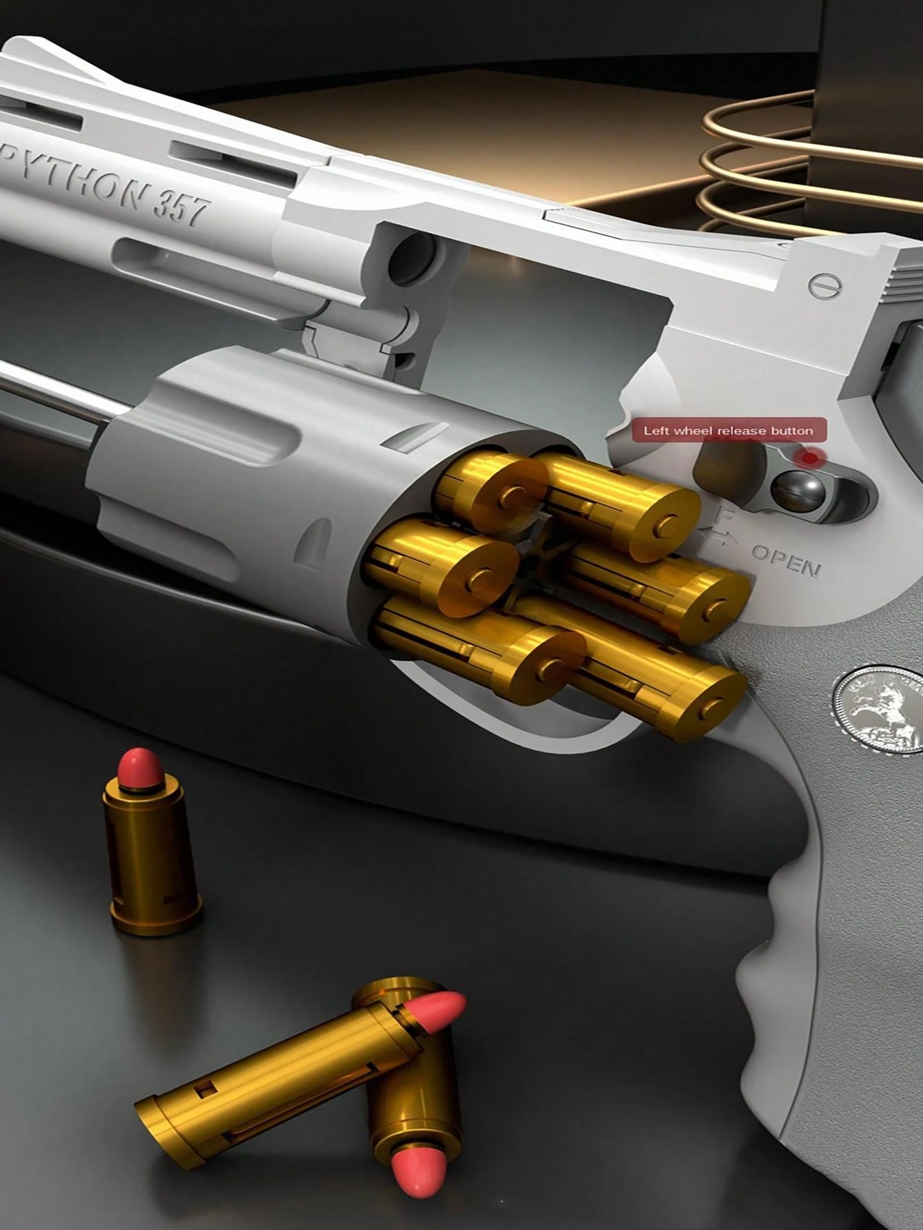 Magnum Revolver Toy Gun, Soft Bullet Ejecting And Rechambering With Zp ...