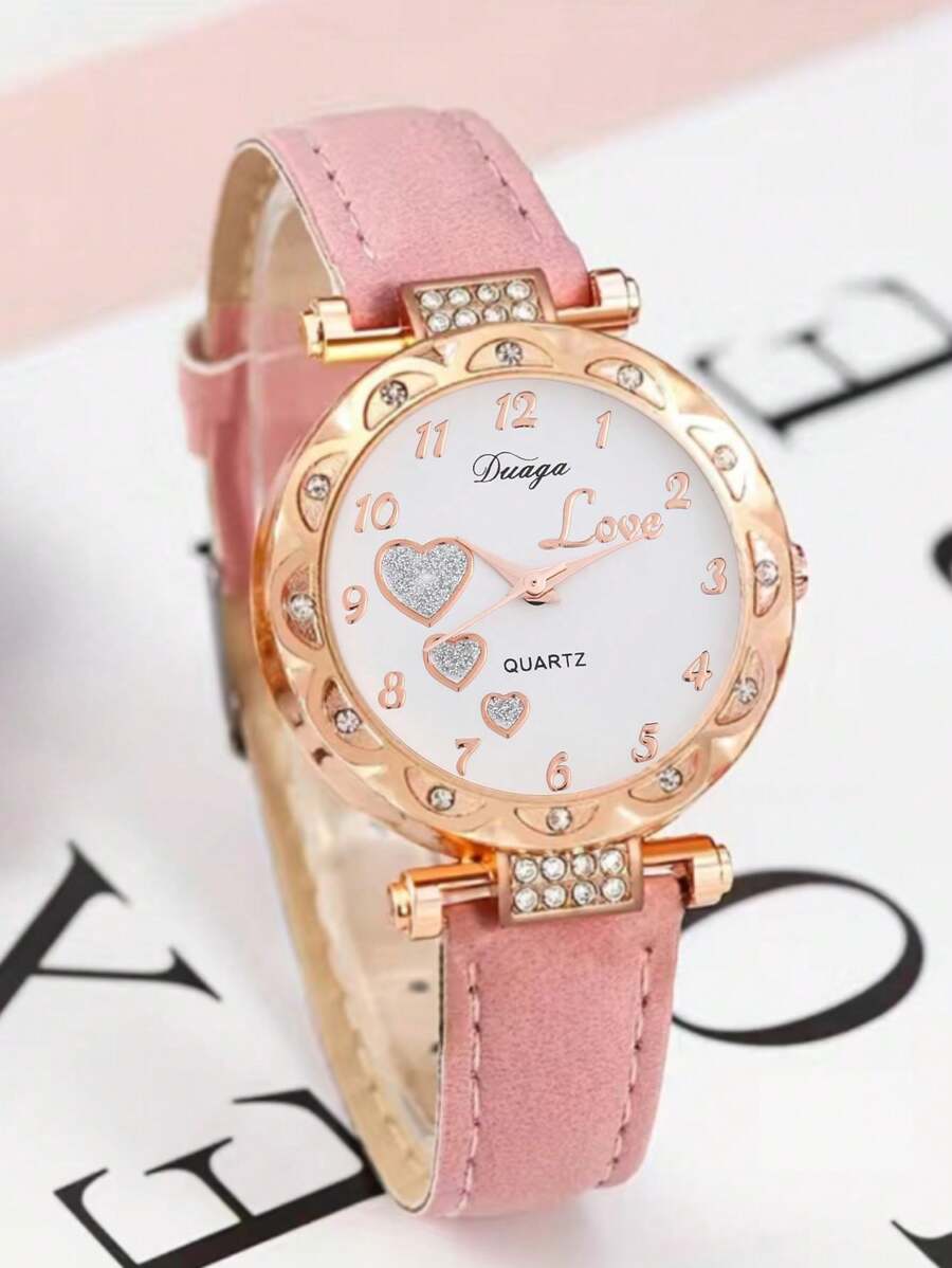 6pcs Girls' Watch & Butterfly Jewelry Set, Rhinestone Quartz Watch ...