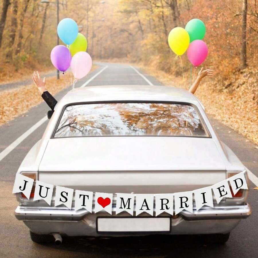 Just Married Banner, Wedding Banner, Just Married Decorative Car ...