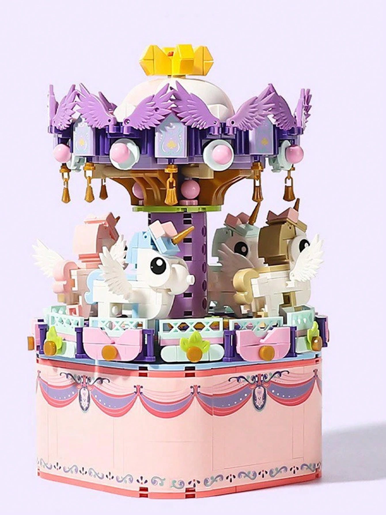 Creative Building Blocks Merry-Go-Round Eight-Tone Music Box Desktop ...