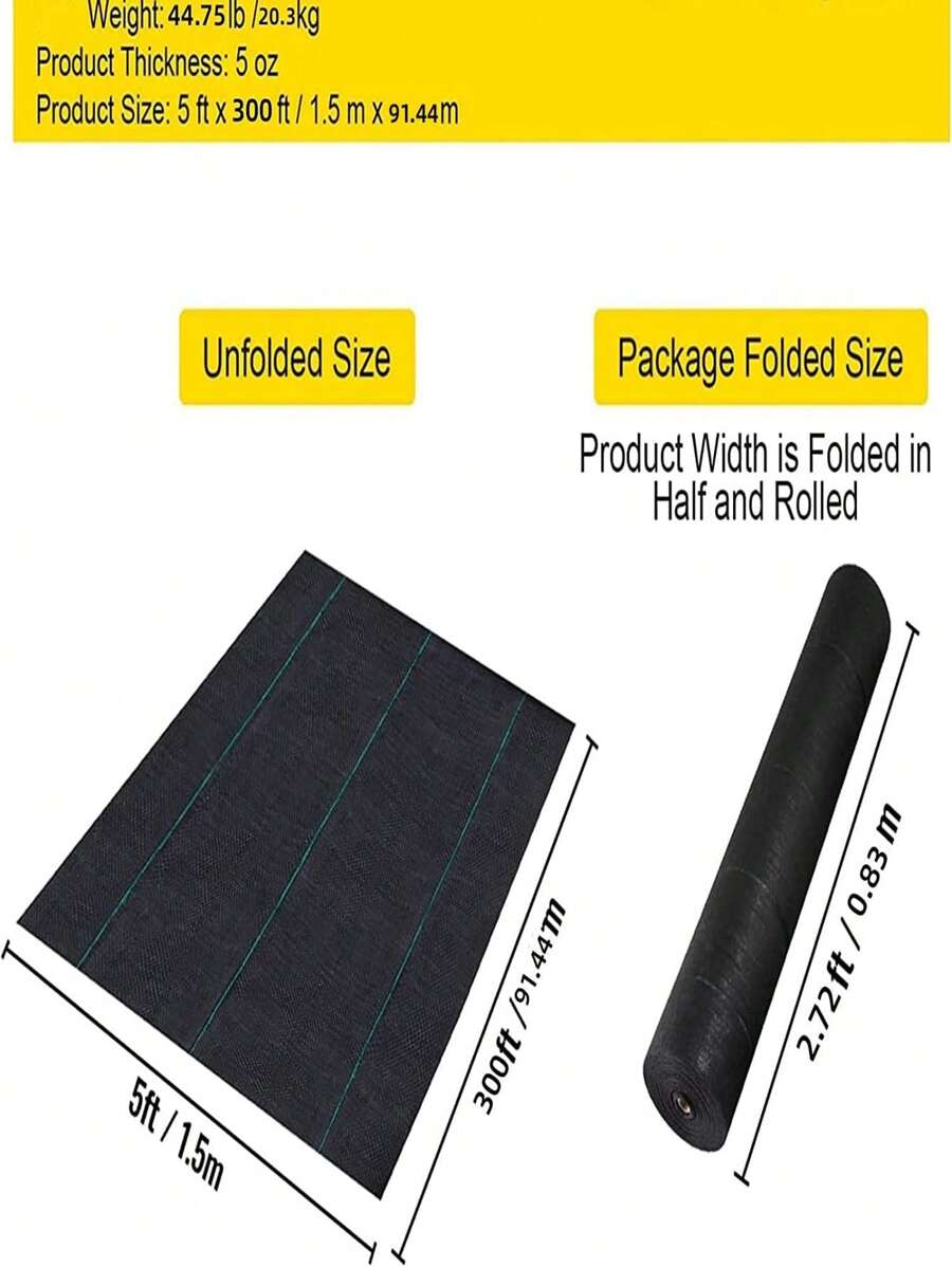 5 X 300FT Weeds Barrier Landscape Fabric Heavy Duty, Weeds Block ...