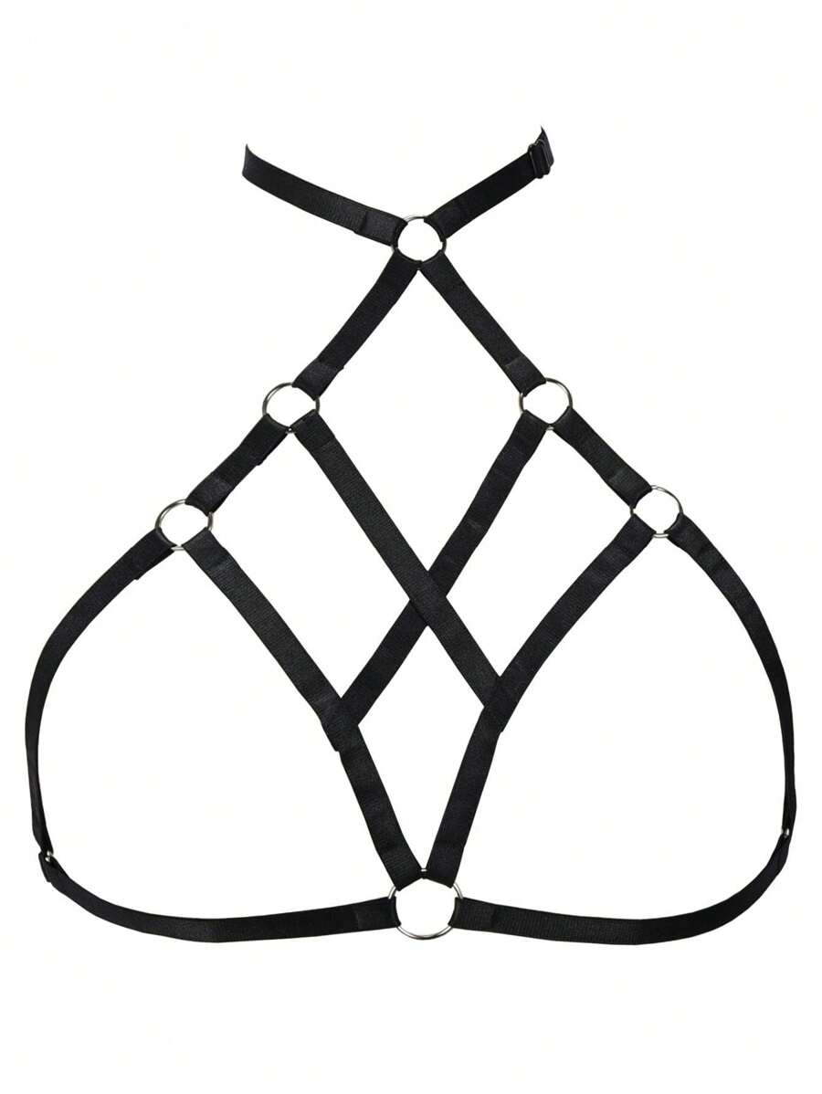 Strappy Lingerie Set With Hollow Out Detail Sexy Bustier Crop Top And G
