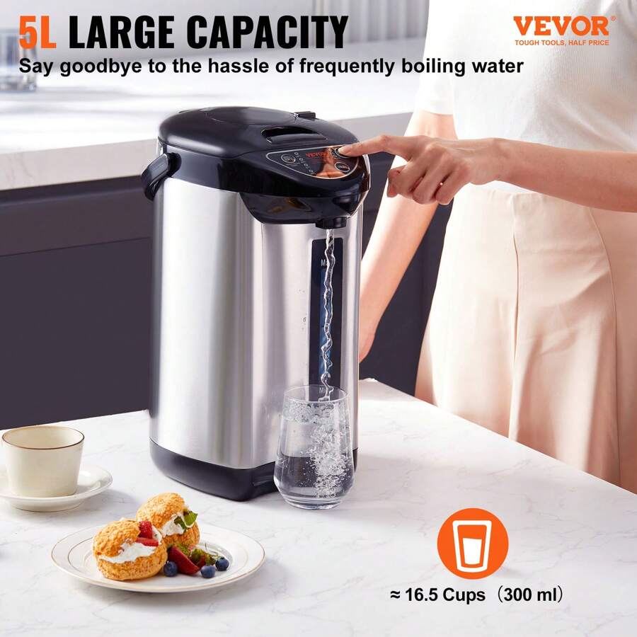 VEVOR Hot Water Dispenser 3L 3.2L 4L & 5L Water Boiler And Warmer 304 Stainless Steel Countertop ...