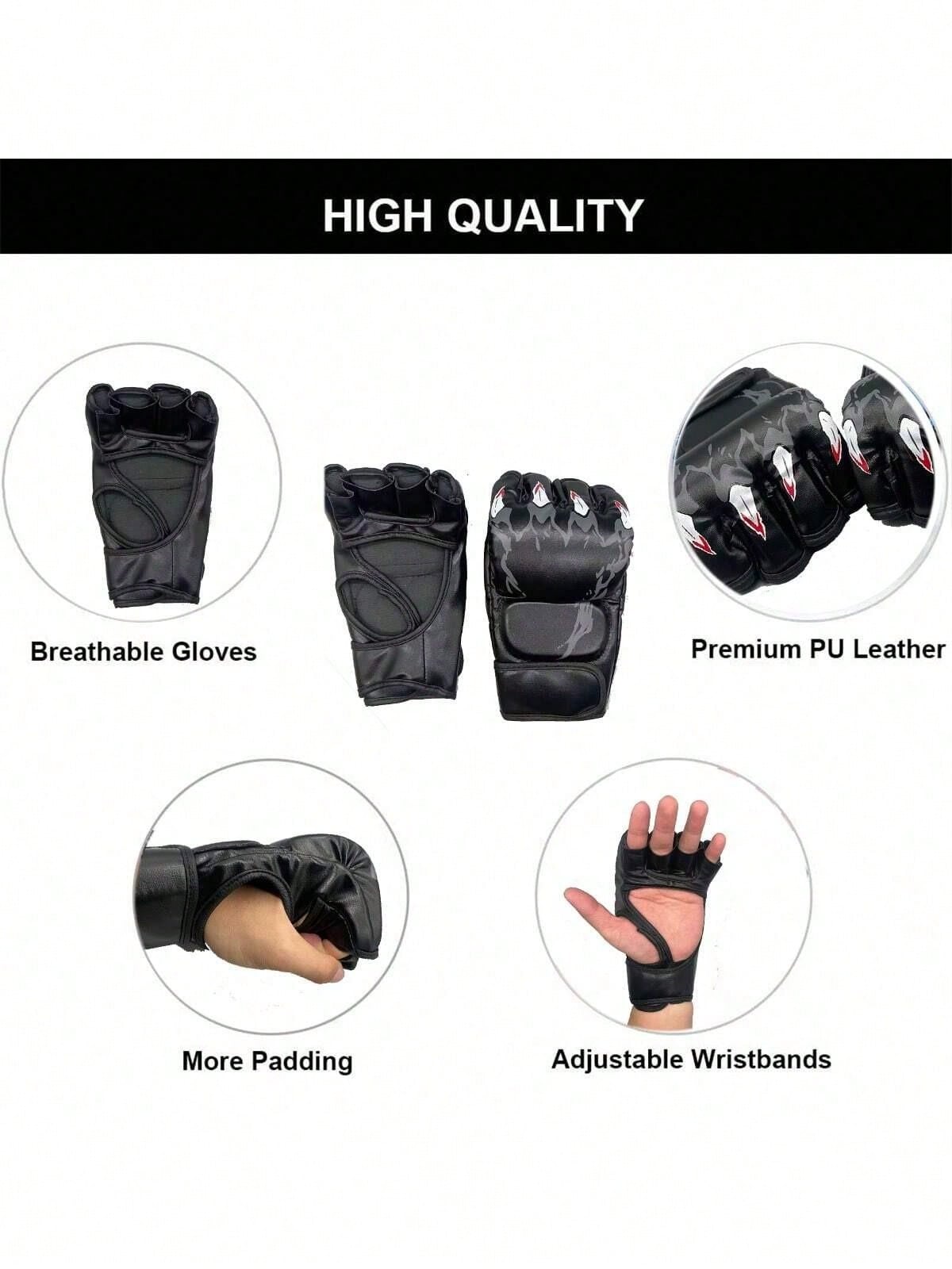 1 Paio Di Nuovi Guanti Mma Per Lotta E Allenamento, In Pelle Pu, Guanti ...