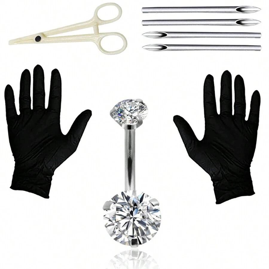 Premium 14G Belly Piercing Kit With 316L Steel Needles And Piercing ...