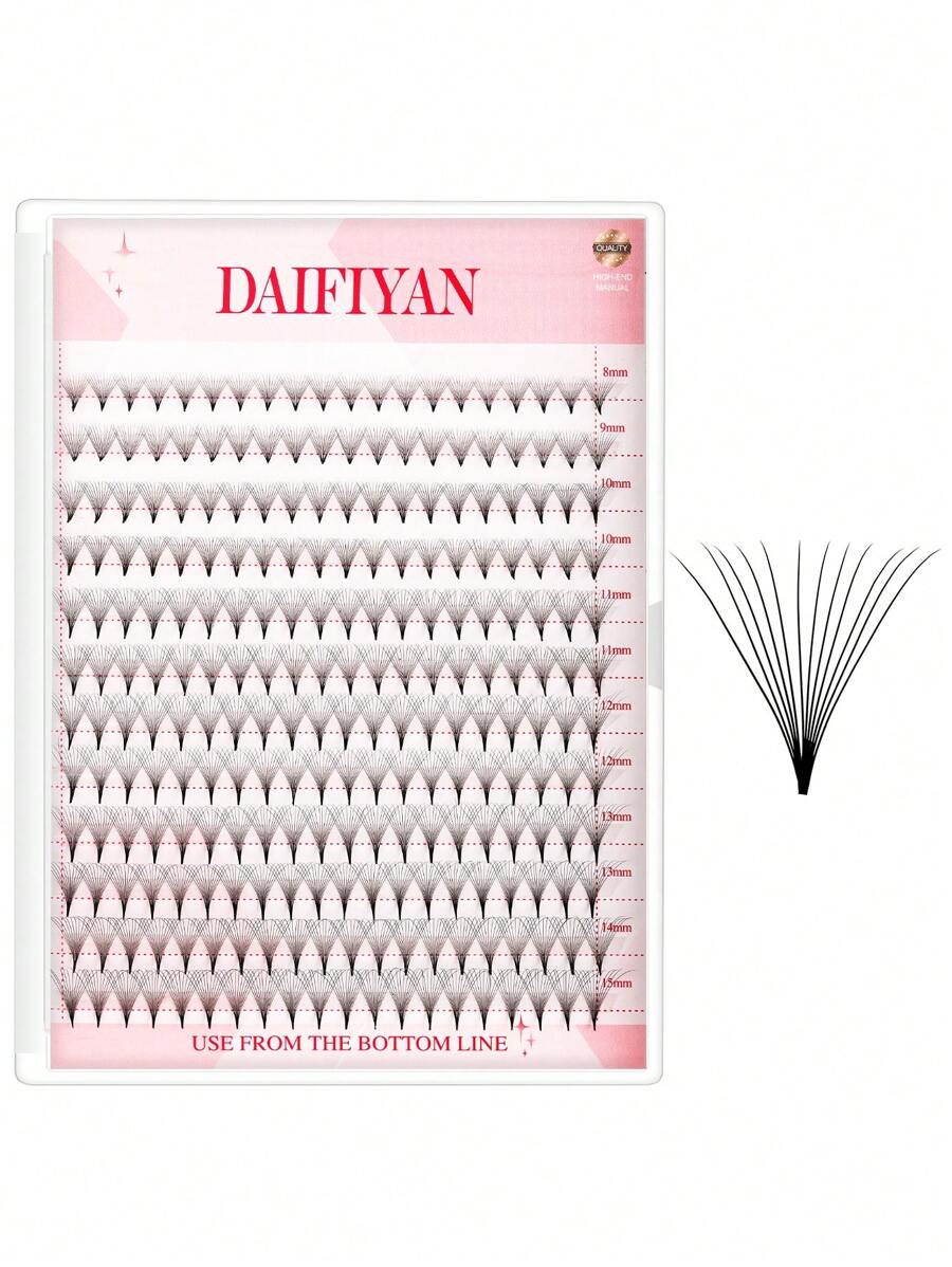 10D Long Stem Cluster Eyelashes, 8-15mm With Glue Dots, 12 Lines Of 240 ...