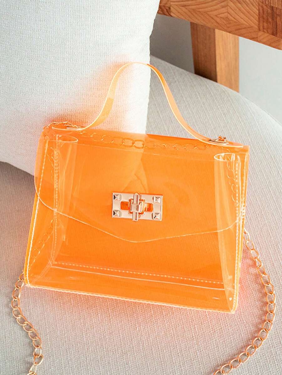 Mini Clear Jelly Handbags, Candy Color Chain Crossbody Bag, Waterproof ...