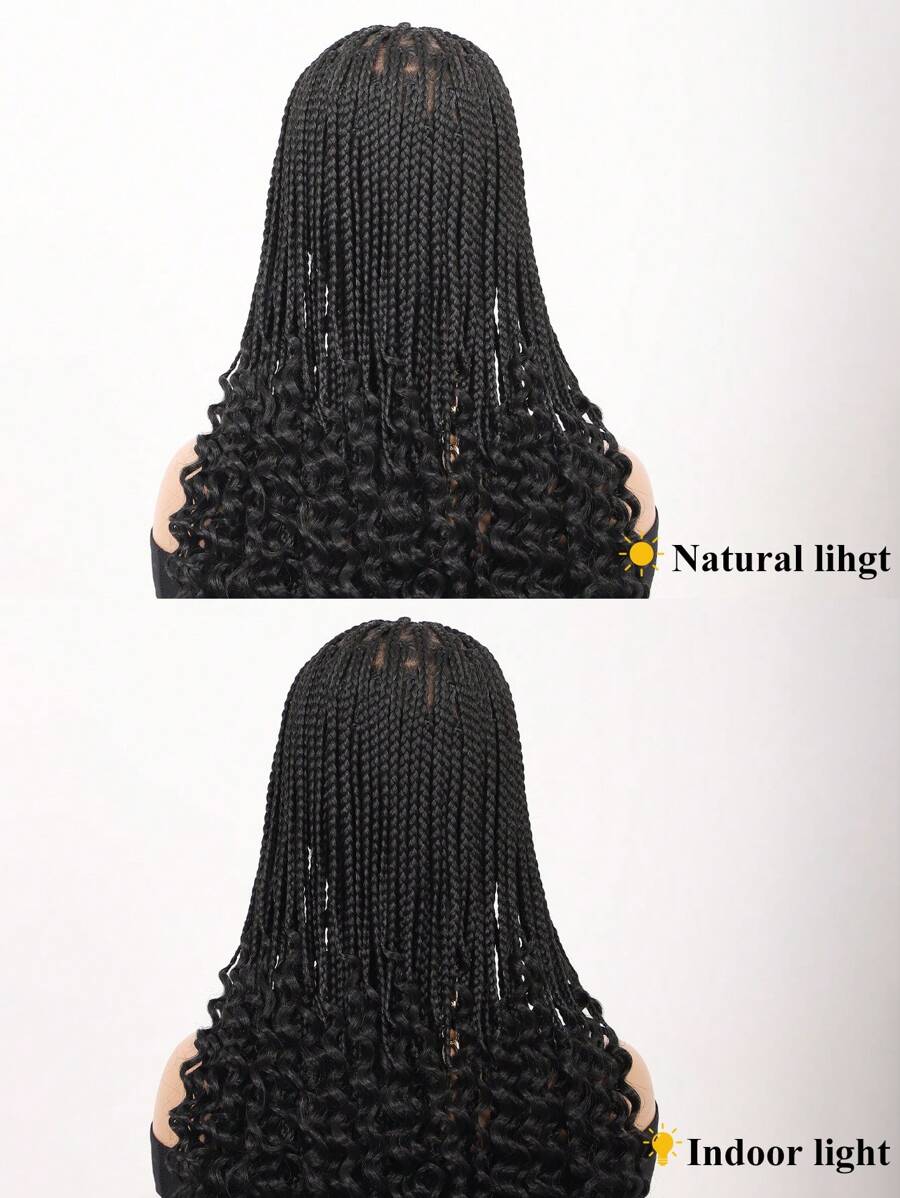 23 Inches Full Double Lace Front Knotless Box Braided Wigs With Baby ...