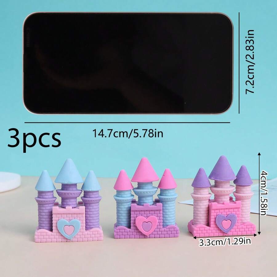 Creative Princess Castle Design Eraser, Clean And Traceless, Set Of 3 ...