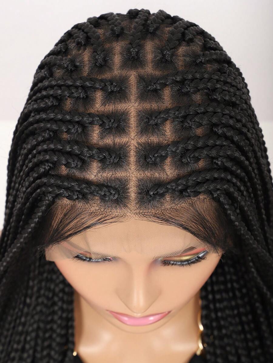 23 Inches Full Double Lace Front Knotless Box Braided Wigs With Baby ...
