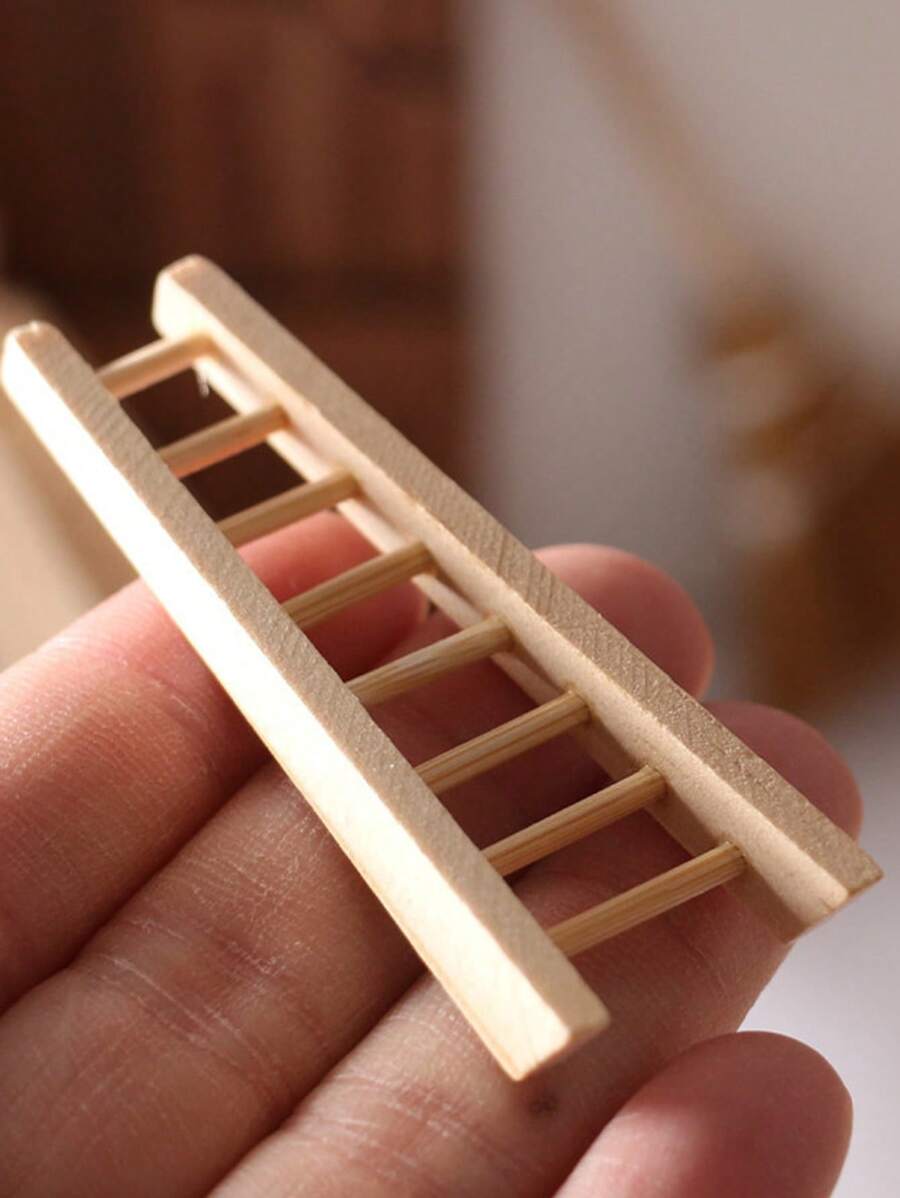 1pc Wooden Miniature Ladder, Photo Prop, For Dollhouse Miniature Scene ...