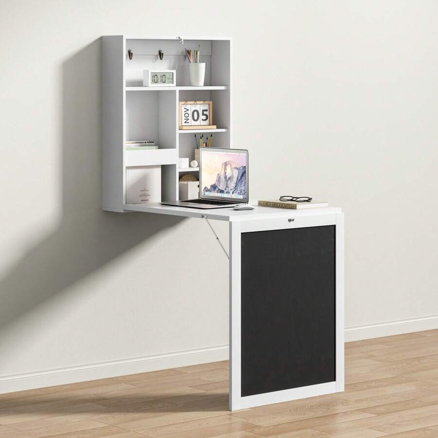 Wall Mounted Table, Fold Out Space Saver Computer Laptop Desk With ...