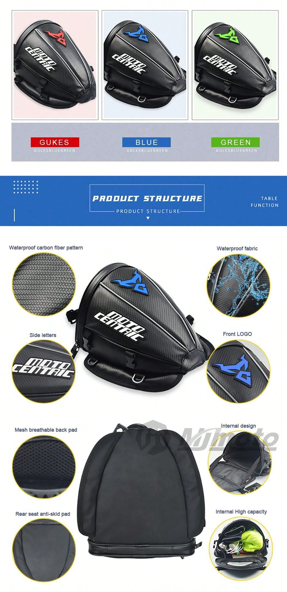 Waterproof Motorcycle Tail Bag Sport Luggage Saddle Riding Rear Bag ...