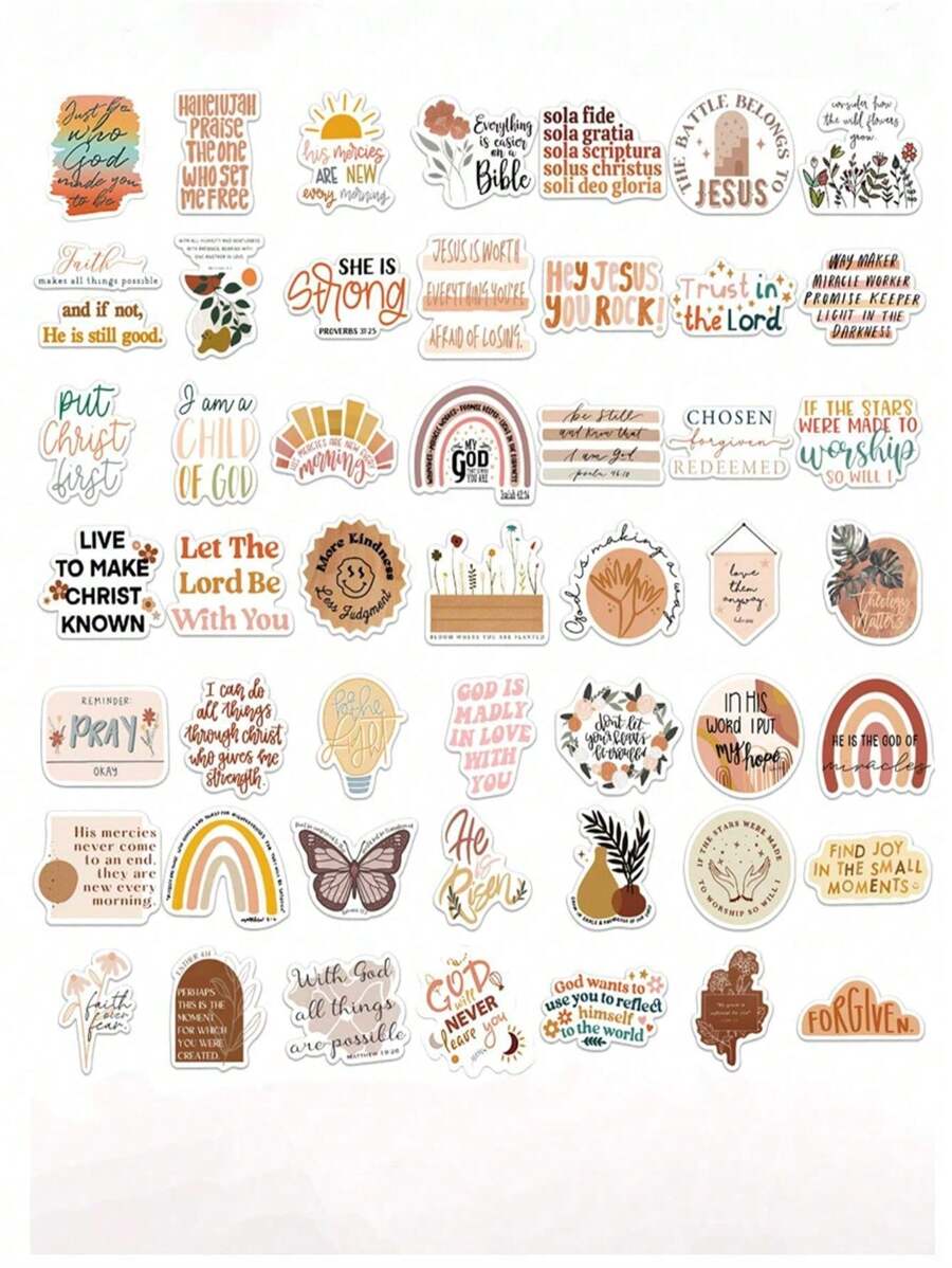 50Pcs Inspirational Christian Stickers, Bible Verse Faith Stickers ...