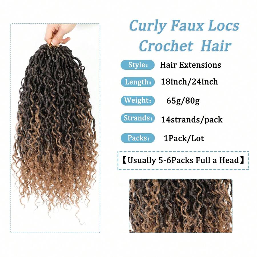 1 Pack Soft Curly Faux Locs Crochet Hair, 24Inch Black&Gold Goddess ...
