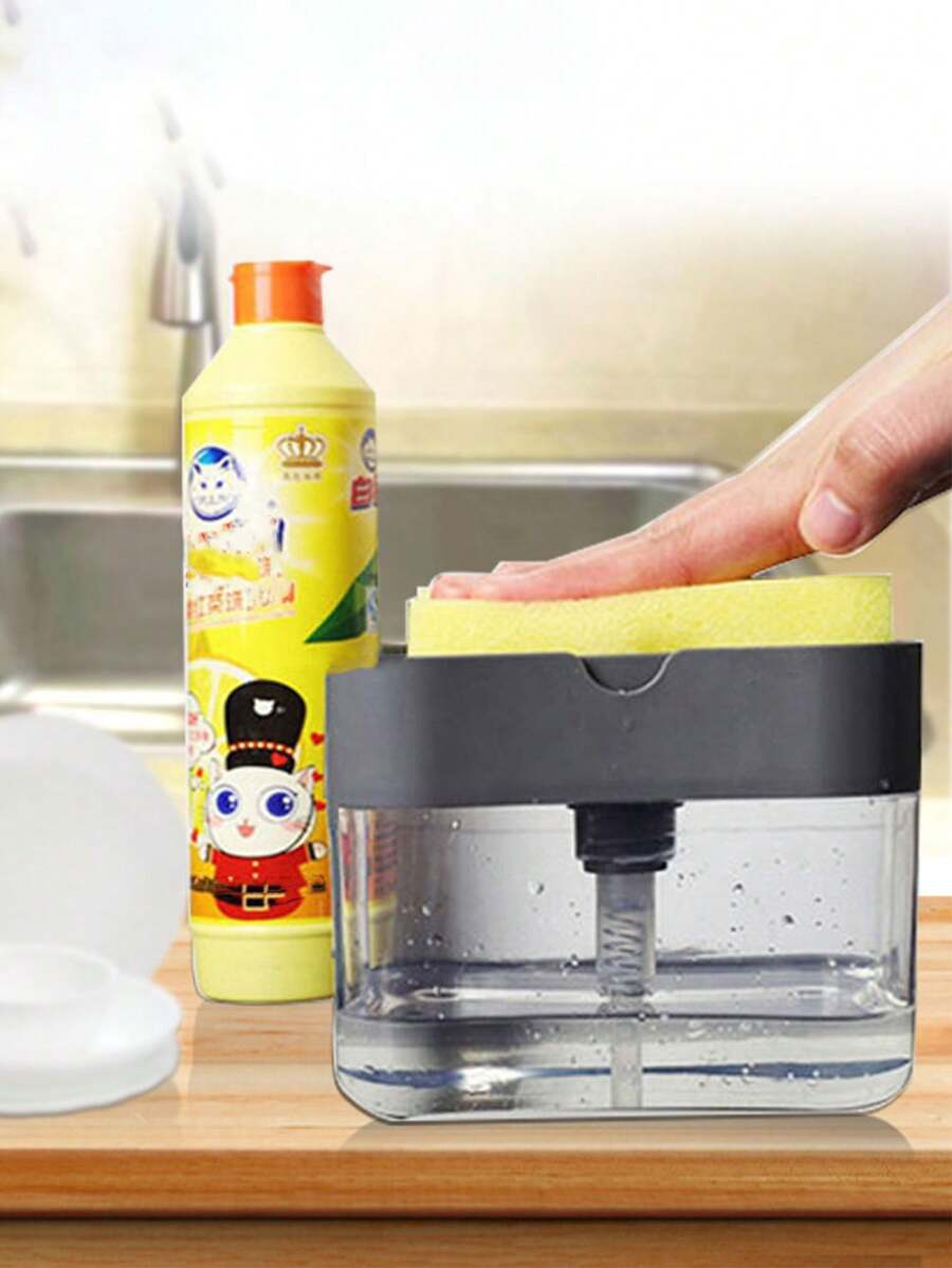 1pc Soap Dispenser With Sponge Holder, Pressure Liquid Distributor For ...