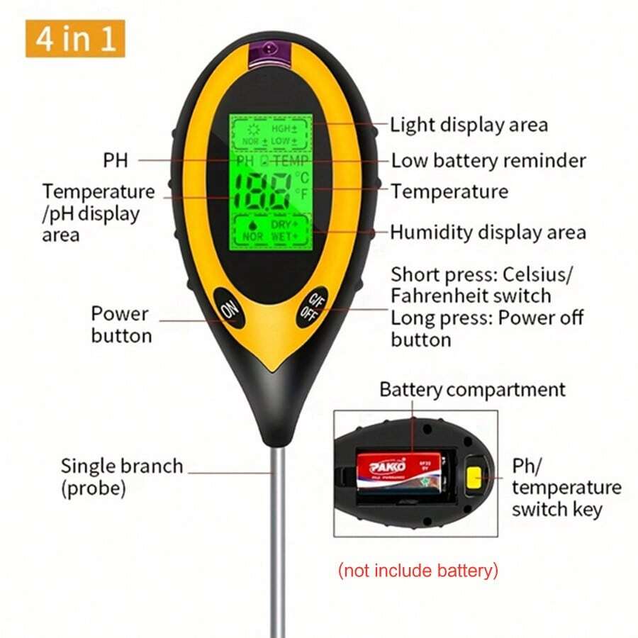 1pc 4 In 1 Soil Survey Instrument, Electronic Soil Detector, Soil ...